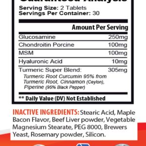 MY LUCKY PETS LLC Dog Joint Powder Supplement - Joint Health for Dogs - with Turmeric MSM and More - Support Healthy Cartilage - Dog msm glucosamine chondroitin - 60 Tablets (1 Bottle)