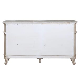 Acme Gorsedd 6-Drawer Wooden Dresser with Marble Top in Golden Ivory