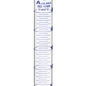 EISCO Graduated Cylinder, 25ml - Class A Tolerance ±0.25ml - Round Base - Blue Graduations - Borosilicate 3.3 Glass