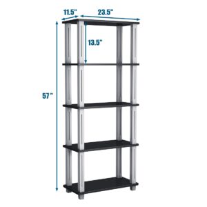 Tangkula 57" Storage Shelves, Space-Saving 5-Tier Storage Rack Organizer Multi-Use Shelving Unit for Home/Office/Dormitory/Garage/Warehouse (Black)