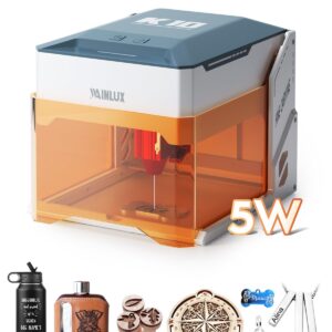 WAINLUX K10 5W Laser Engraver Machine, Portable 5000mW Laser Engraver and Cutter Machine for Wood Leather Metal Silicone Paper Glass Cloth,Class 1 for DIY Supports Win/Mobile System/Offline Class1