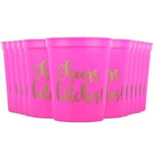 cheers bitches! bachelorette cups set of 12 - girls night decorations for adults, girls weekend cups, bitch cup, bachelorette party cups, bridal party cups, birthday squad cups, bridal shower cups