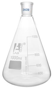 eisco erlenmeyer flask, 1000ml - 24/29 joint, interchangeable - borosilicate glass - conical shape, narrow neck