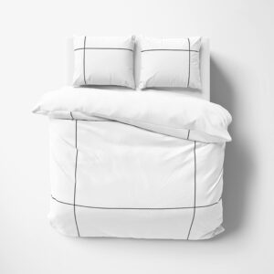 kotton culture 3 piece luxe geo geometric duvet cover set with zipper closure & corner ties 100% egyptian cotton plush modern 600 thread count (white, queen)