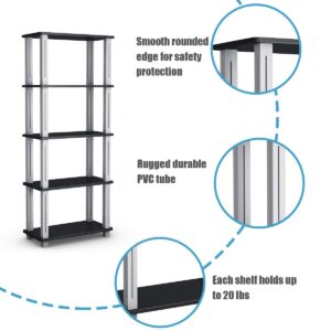 Tangkula 57" Storage Shelves, Space-Saving 5-Tier Storage Rack Organizer Multi-Use Shelving Unit for Home/Office/Dormitory/Garage/Warehouse (Black)