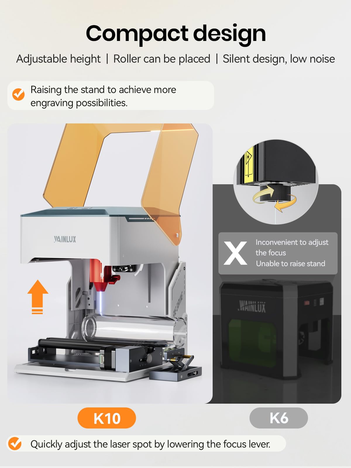 WAINLUX K10 5W Laser Engraver Machine, Portable 5000mW Laser Engraver and Cutter Machine for Wood Leather Metal Silicone Paper Glass Cloth,Class 1 for DIY Supports Win/Mobile System/Offline Class1