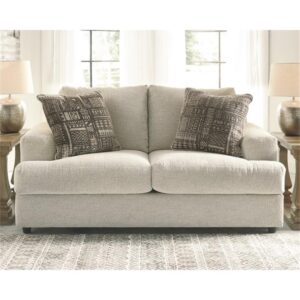 Signature Design by Ashley Soletren Contemporary Chenille Loveseat with 2 Accent Pillows, Off-White