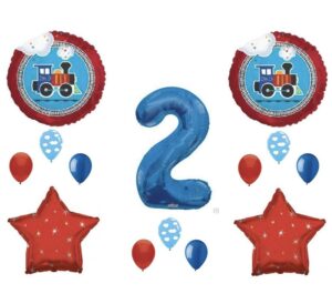 new! two two train 2nd birthday party balloons decoration supplies second