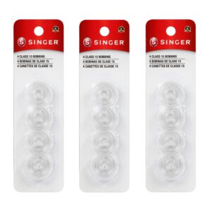 singer bobbins class 15 transparent plastic bobbins – replacement bobbins for sewing machine, sewing machine bobbins, sewing machine accessories, 12ct