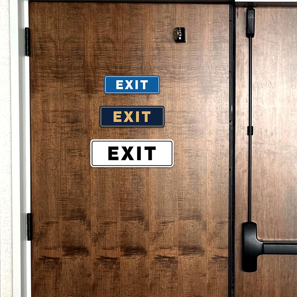 All Quality Standard Exit Wall or Door Sign | Durable Plastic and Easy Installation | Double-Sided Foam Adhesive Tape - Brushed Gold - Medium (1 Pack)