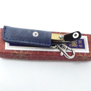 Higonokami Japanese Folding Clasp Keychain Knife with Snap Leather Sheath 01BS