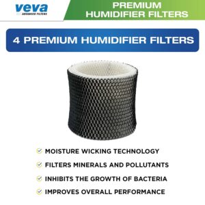 VEVA 4 Pack Premium Humidifier Filters Replacement for Holmes Filter B, HWF64, and Other Sunbeam Bionaire Cool Mist Humidifiers