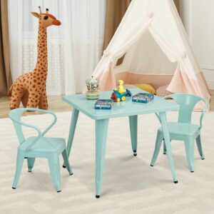 Costzon Kids Steel Table for Indoor/Outdoor Use, Preschool, Bedroom, Playroom, Activity Table for Toddlers Children Boys & Girls(Mint Green, Table)