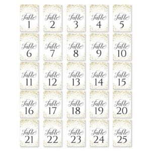 Hadley Designs Gold Table Numbers 1-20, Wedding Table Numbers, Table Numbers for Wedding Reception Centerpiece, Black and Gold table numbers, Double Sided Table Number Cards - 4 x 6 Inches