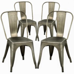 fdw dining chairs set of 4 metal chairs patio chair dining room kitchen chair 18 inches seat height tolix restaurant chairs trattoria metal indoor outdoor chairs bar stackable chair