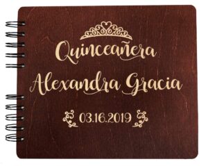 quinceanera guest book decorations rustic wooden guestbook engraved personalized 15th birthday mis quince guests sign in party favor