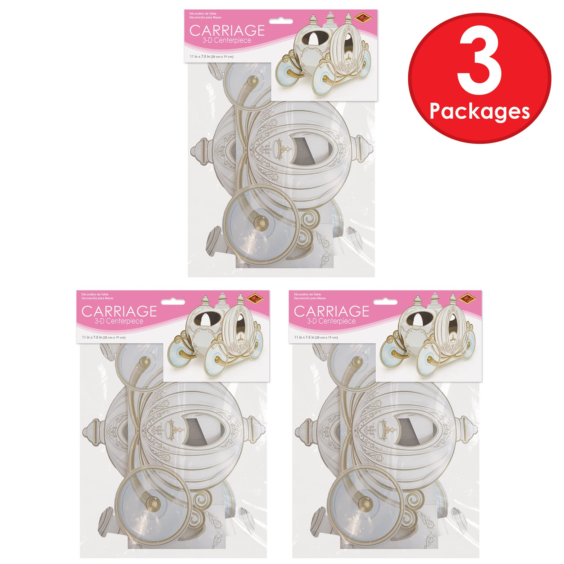 3-D Carriage Centerpiece Pack of 3