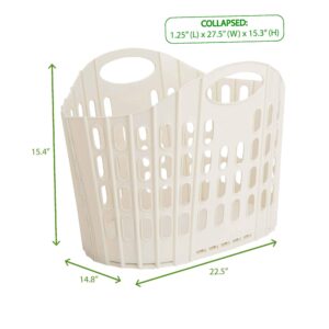 Mind Reader 38 Liter Laundry Folding Basket, Collapsible Laundry Basket, Foldable Storage Basket, Bathroom, Bedroom, Home, Ivory