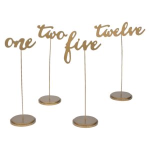 gold table numbers (wooden numbers 1 through 12) wedding and party decorations