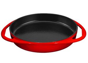 bruntmor red enameled round cast iron baking pan