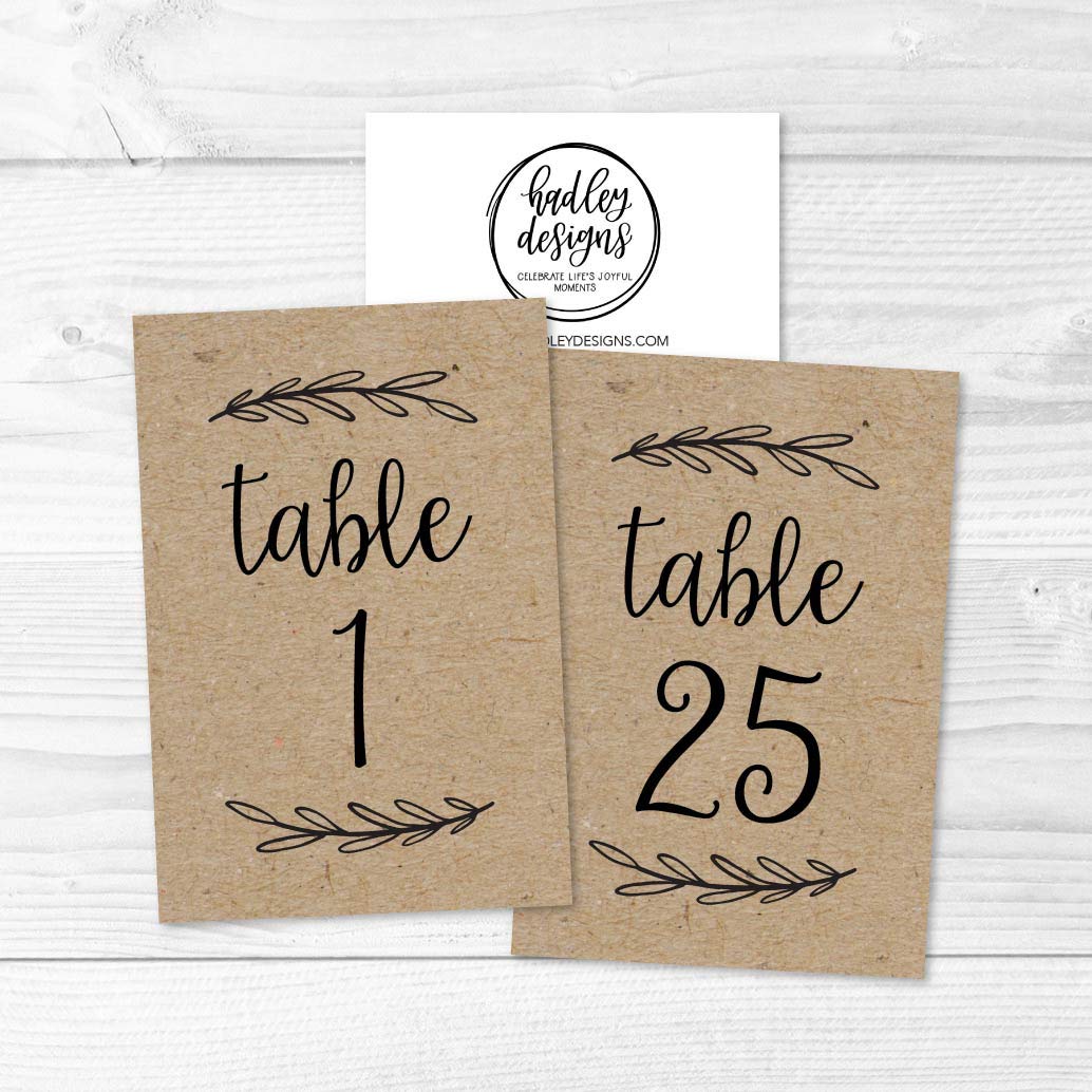 1-25 Rustic Kraft Table Number Double Sided Signs For Wedding Reception, Restaurant, Birthday Party Event Calligraphy Printed Numbered Card Centerpiece Decoration Setting Reusable Frame Stand 4x6 Size