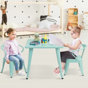 Costzon Kids Steel Table for Indoor/Outdoor Use, Preschool, Bedroom, Playroom, Activity Table for Toddlers Children Boys & Girls(Mint Green, Table)