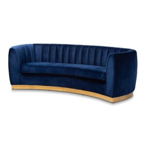 baxton studio sofas, royal blue/gold