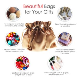 Knitial 4" x 6" Old Gold Satin Gift Bags, Jewelry Bags, Wedding Favor Drawstring Bags Baby Shower Christmas Gift Bags 50 per Pack