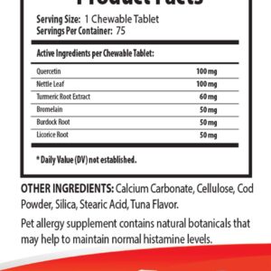 MY LUCKY PETS LLC Dog Allergy chewables - Allergy Relief for Dogs Itch Relief Support - Key Ingredients - Dog Treats with quercetin - 1 Bottle (75 Chewable Tablets)