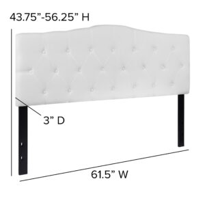 EMMA + OLIVER Tufted Upholstered Queen Size Headboard in White Fabric