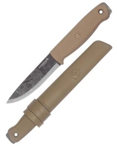 condor tool & knife terrasaur knife desert - 1095 high carbon steel - bushcraft knife with scandi edge - fixed blade knife with high impact polypropylene sheath - 3mmthick - 4.2in blade - 7.1oz