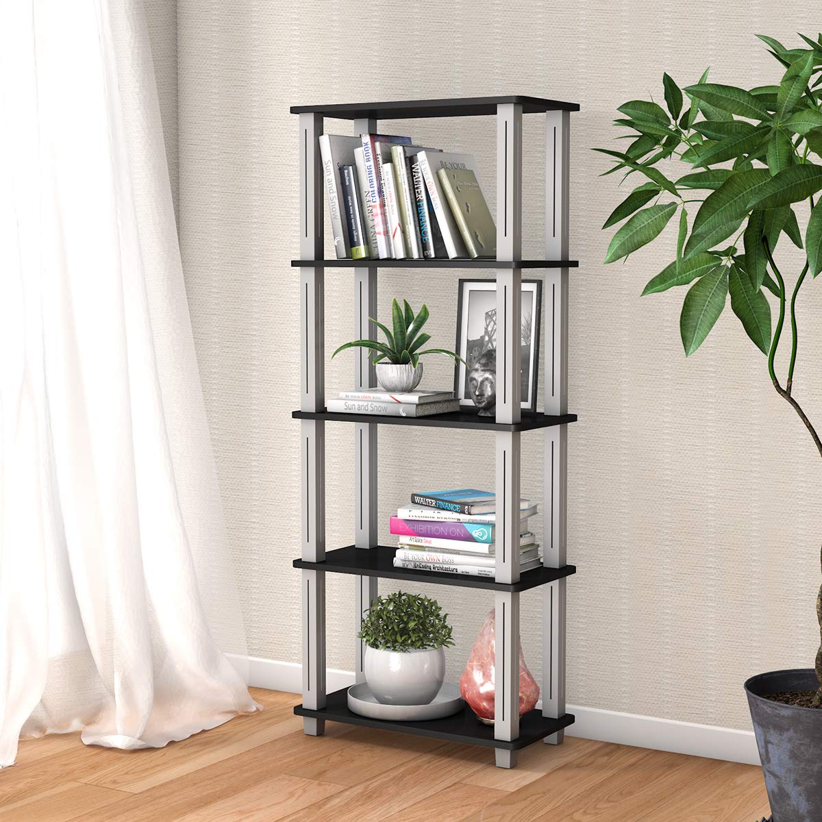 Tangkula 57" Storage Shelves, Space-Saving 5-Tier Storage Rack Organizer Multi-Use Shelving Unit for Home/Office/Dormitory/Garage/Warehouse (Black)