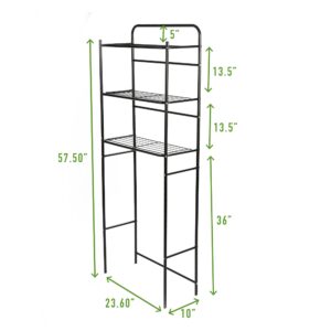 Mind Reader Over The Toilet Storage Rack, Bathroom Organizer, Bathroom Shelves, Metal, 23.5" L x 10.25" W x 70.5" H, Black