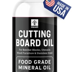 Mevell Food Grade Mineral Oil Made in USA 16 Oz, Butcher Blocks and Kitchen Countertops Conditioner, Food Safe Cutting Board Oil, Finish for Marble, Soapstone