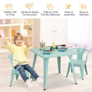 Costzon Kids Steel Table for Indoor/Outdoor Use, Preschool, Bedroom, Playroom, Activity Table for Toddlers Children Boys & Girls(Mint Green, Table)