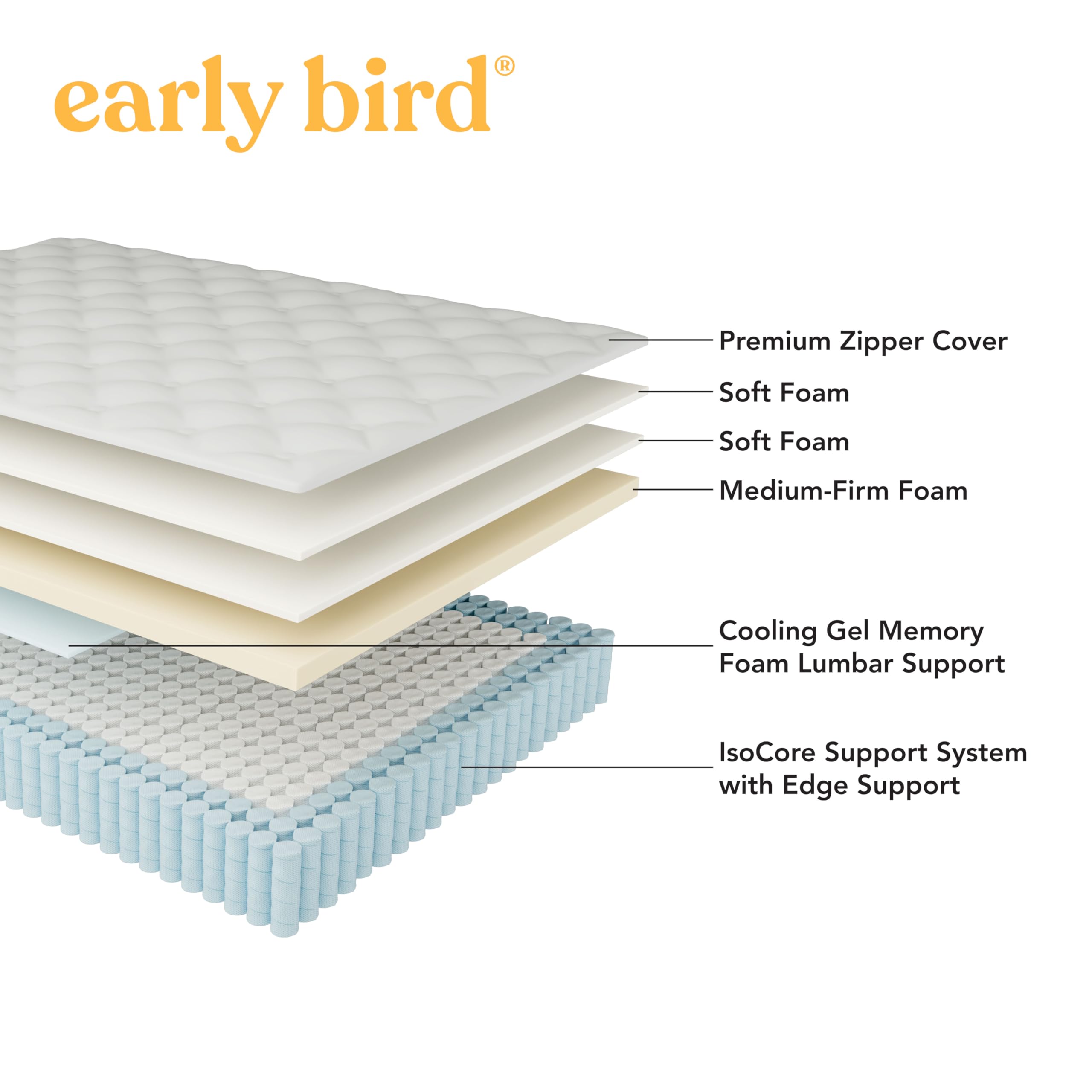 Early Bird Dual Cool 12" Medium Hybrid Mattress