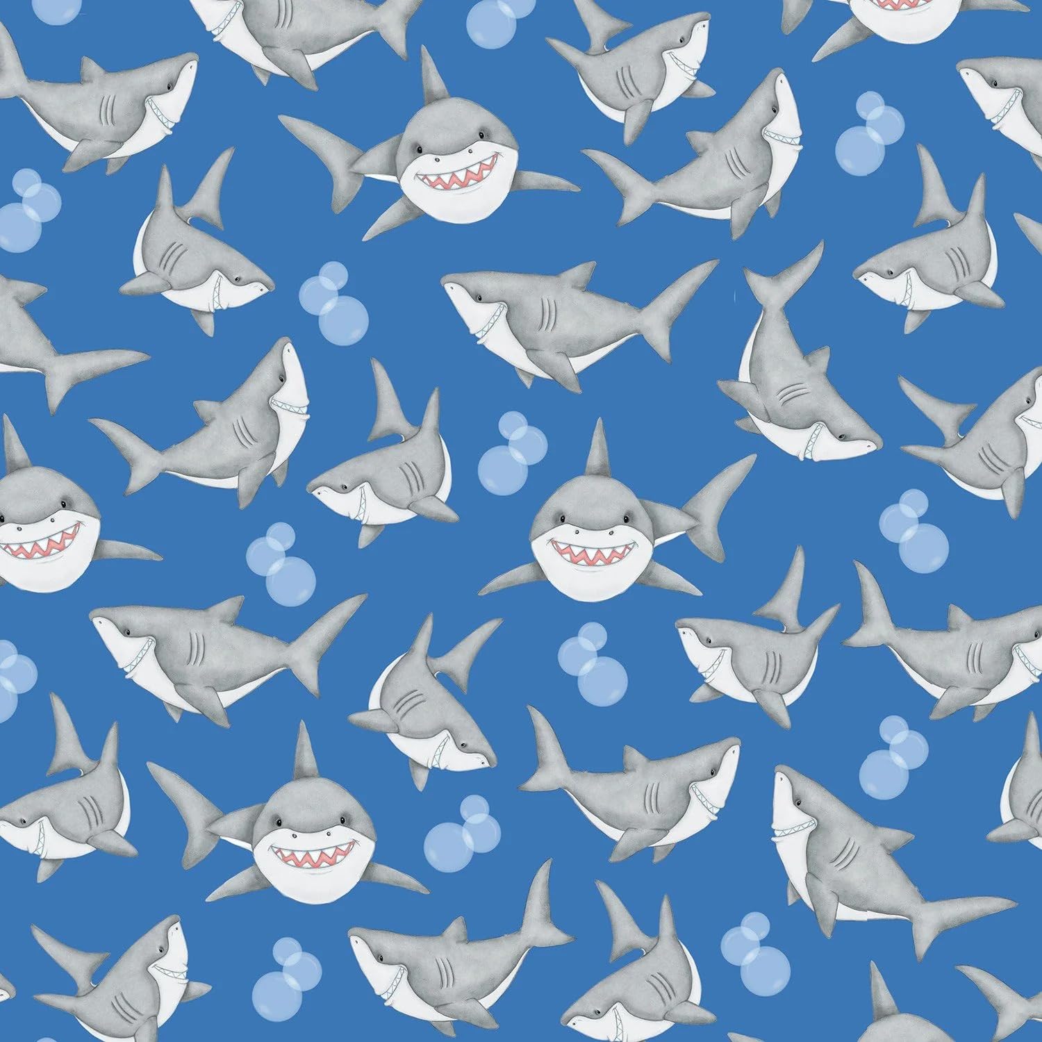 A.E. Nathan Comfy Flannel Print Sharks Blue Fabric Fabric by the Yard