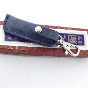 Higonokami Japanese Folding Clasp Keychain Knife with Snap Leather Sheath 01BS