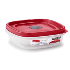 rubbermaid easy find lids 3-cup food storage and organization container, racer red