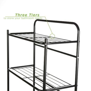 Mind Reader Over The Toilet Storage Rack, Bathroom Organizer, Bathroom Shelves, Metal, 23.5" L x 10.25" W x 70.5" H, Black