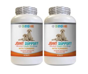 my lucky pets llc dog joint health supplements - joint health for dogs - with turmeric msm and more - support healthy cartilage - dog glucosamine chews - 120 tablets (2 bottles)