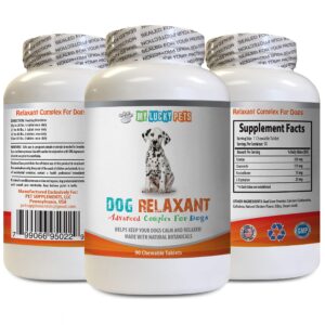 MY LUCKY PETS LLC Dog Anxiety Bites - Dog Relaxant - STESS and Anxiety Relief Calmer - Advanced Platinum Formula - tryptophan Dog Supplement - 1 Bottle (90 Chewable Tablets)