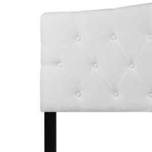 EMMA + OLIVER Tufted Upholstered Queen Size Headboard in White Fabric