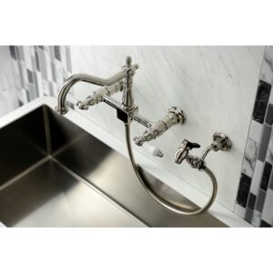 Kingston Brass KS1246PLBS Heritage Bridge Kitchen Faucet, Polished Nickel