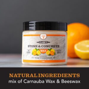 CLARK'S Natural Stone Wax - Enriched With Orange And Lemon Extracts - Preserves And Protects From Unwanted Liquids Or Juices - Revitalizes The Stone Products - Natural Mix Of Carnauba Wax And Beeswax