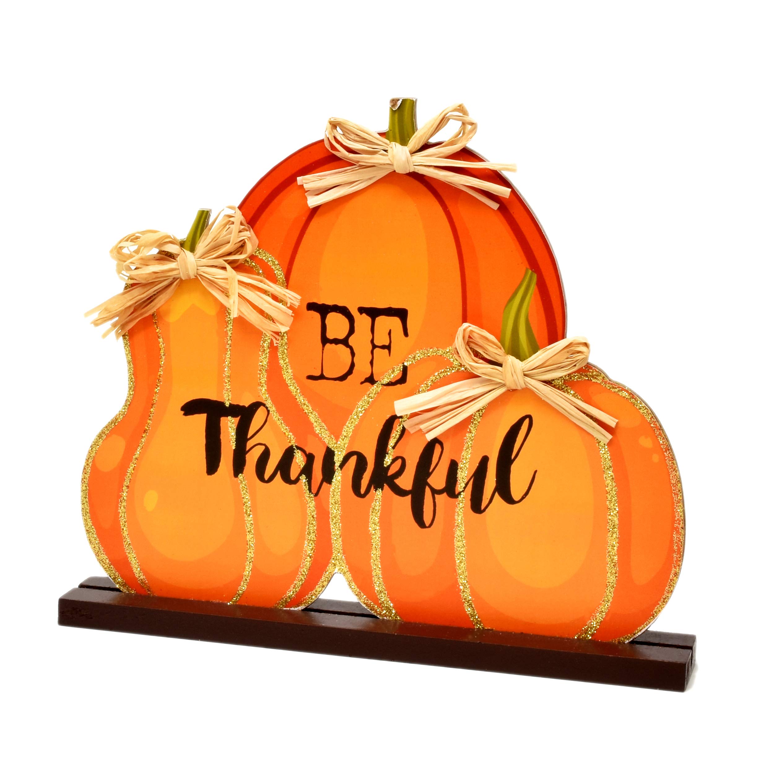 Gift Boutique Thanksgiving Centerpiece Fall Decorations Set of 4 Autumn Pumpkin Centerpiece Happy Harvest Give Thanks Be Thankful for Home Kitchen Desk Shelf Fireplace Mantel Table Decoration