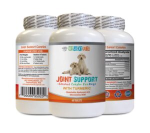 my lucky pets llc dog joint powder supplement - joint health for dogs - with turmeric msm and more - support healthy cartilage - dog msm glucosamine chondroitin - 60 tablets (1 bottle)