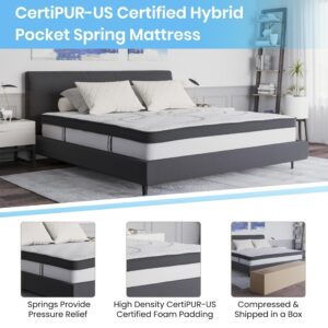 EMMA + OLIVER Astor 12 Inch CertiPUR-US Certified Hybrid Pocket Spring Mattress, King Mattress in a Box