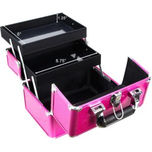 Ver Beauty DVK002-59 2-Tiers Extendable Trays Art Craft Supplies Storage Portable Box Tool Case Organizer Travel – VK002 Magenta Glitter