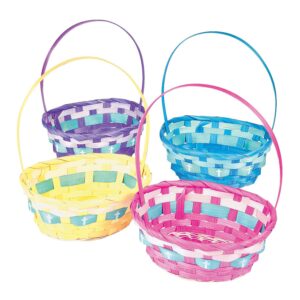 small bamboo ombre colored easter baskets with crosses (set of 12) - 8"x6" oval - religious easter party supplies